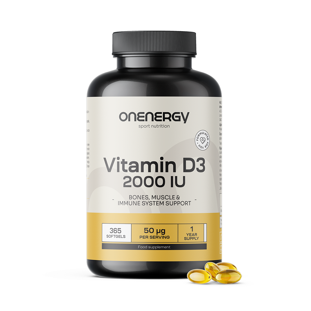 Vitamina D3 2000 UI, 365 cápsulas moles - OnEnergy.pt